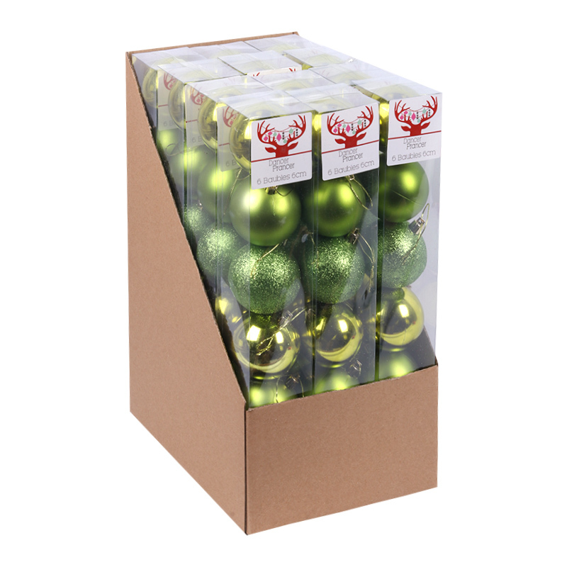 Sage Baubles 6 Pack x 6cm | Christmas Complete