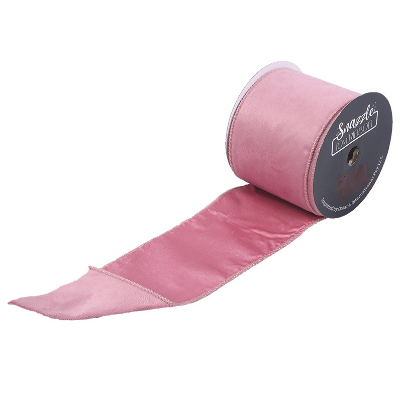 Pink Velour Double Layer Ribbon 10cm | Christmas Complete