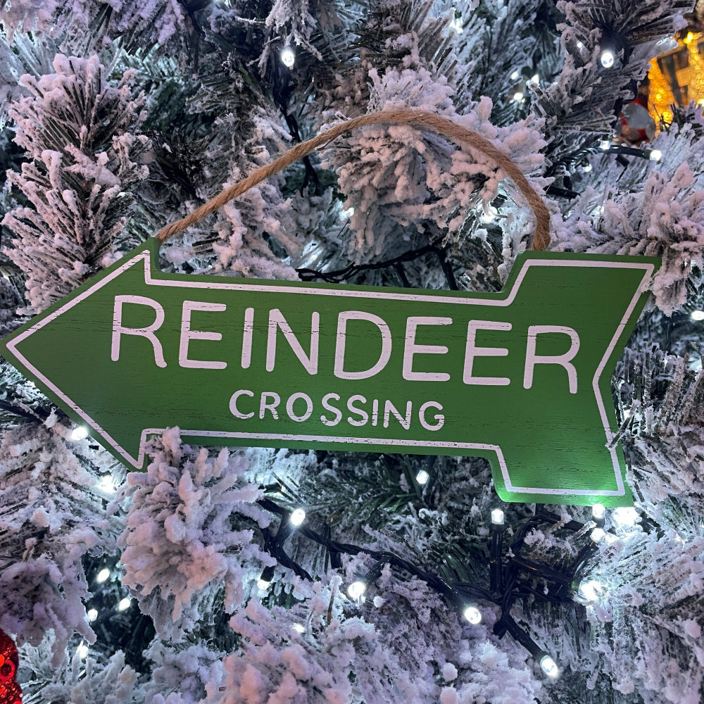 Reindeer Crossing Arrow Left Sign | Christmas Complete