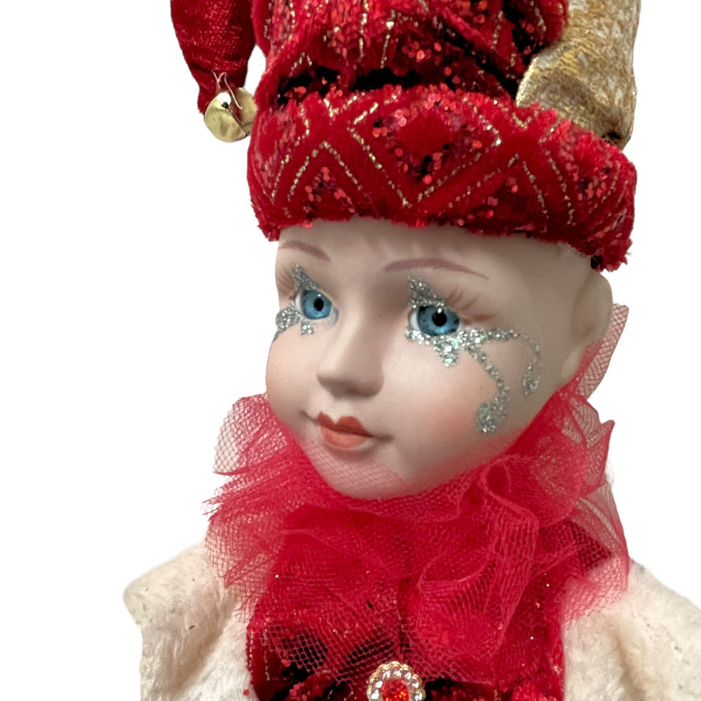Red/Gold Jester Musical Wind Up 43cm | Christmas Complete