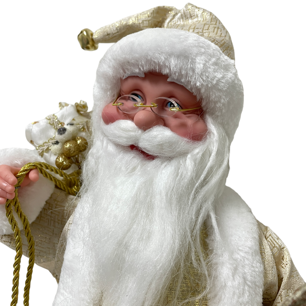 Gold Santa Standing Musical Wind Up 45cm | Christmas Complete