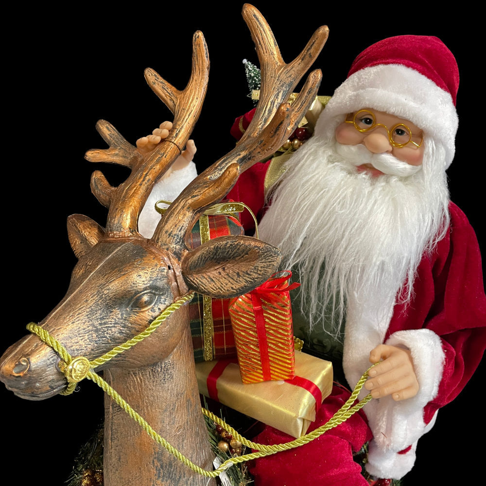 Red Santa on Reindeer Animated 75cm | Christmas Complete