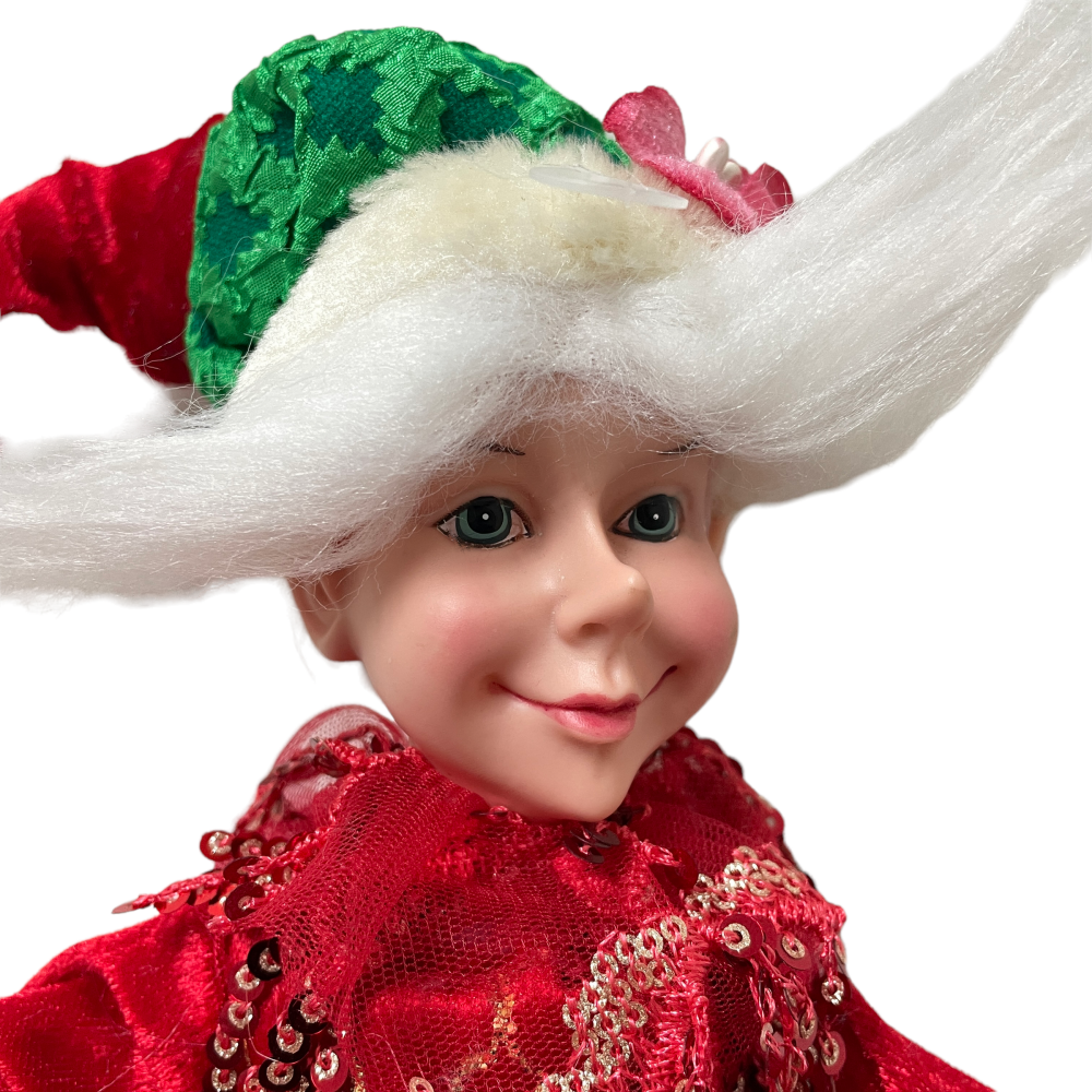 Red & Green Elf Girl Posable 45cm | Christmas Complete