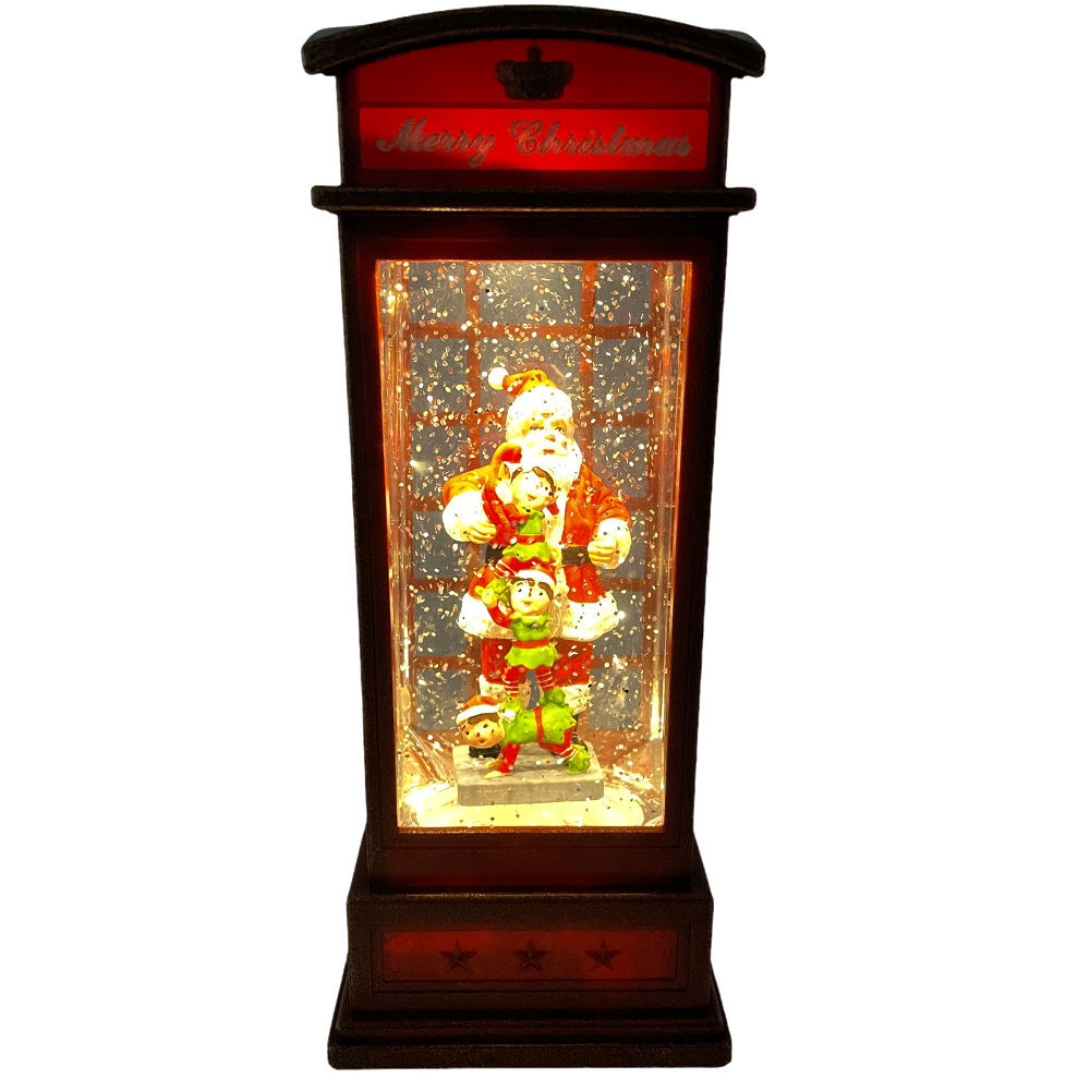 Lantern Phonebooth Santa/Elves 25cm | Christmas Complete