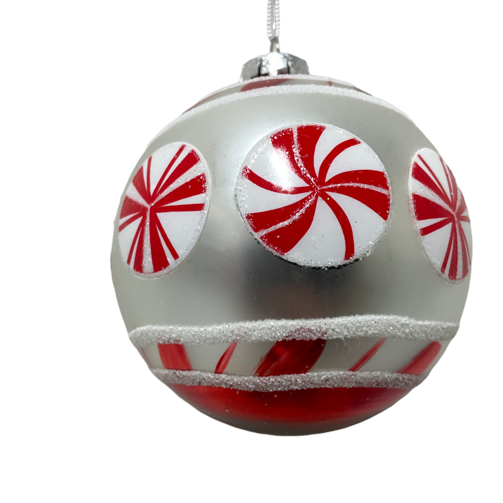 RAZ Peppermint Ball Candy Hanging 10cm | We'll make your Christmas Complete