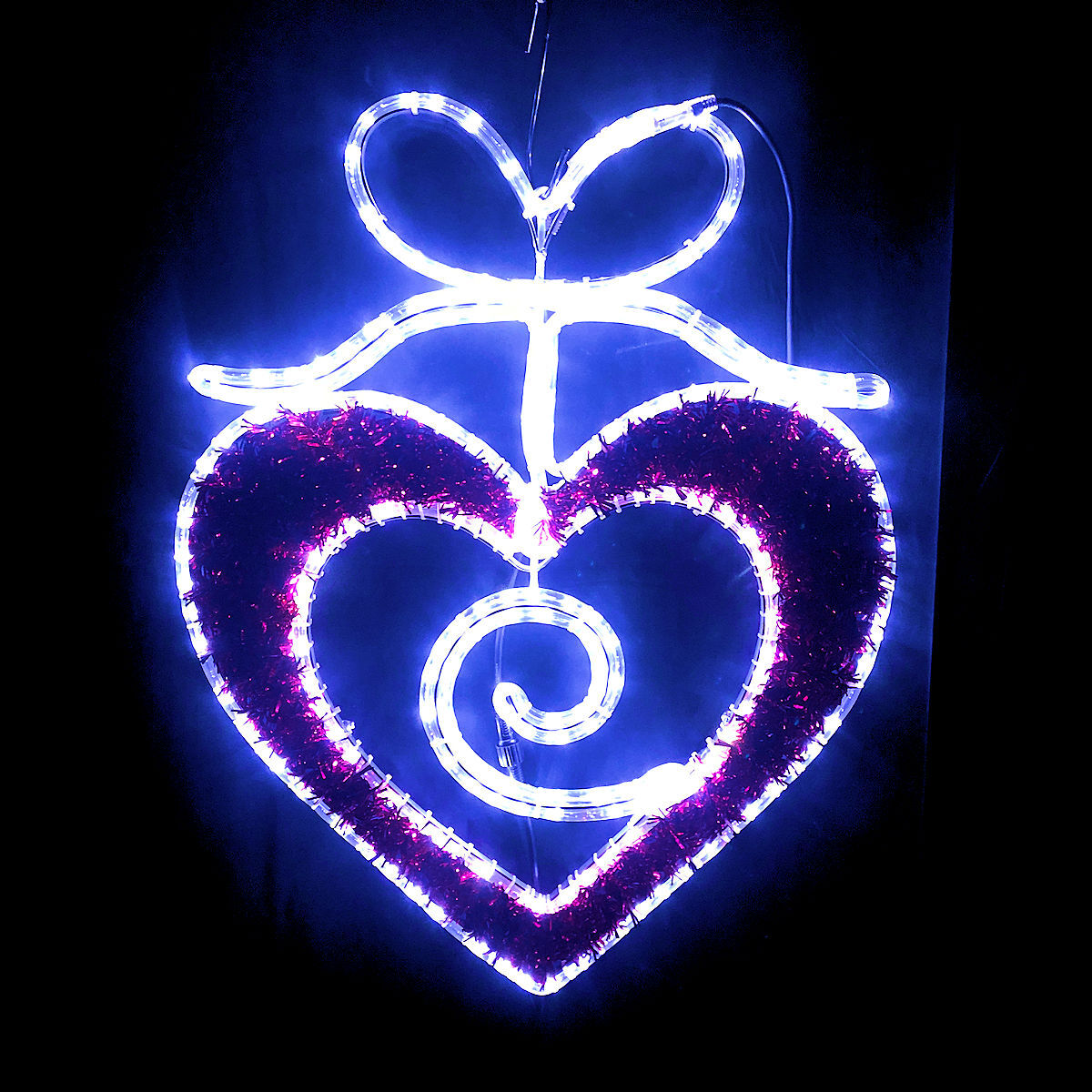 Pink Heart with Bow Rope Light Motif | Christmas Complete