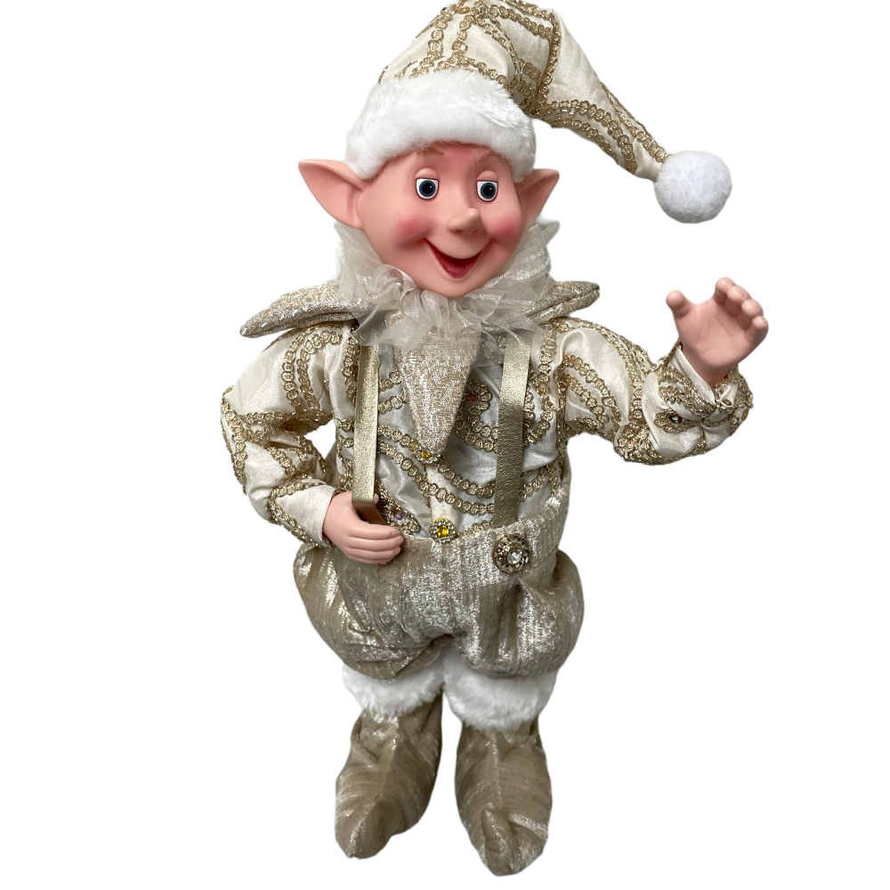 Champagne Elf Standing Musical Wind Up 40cm | Christmas Complete