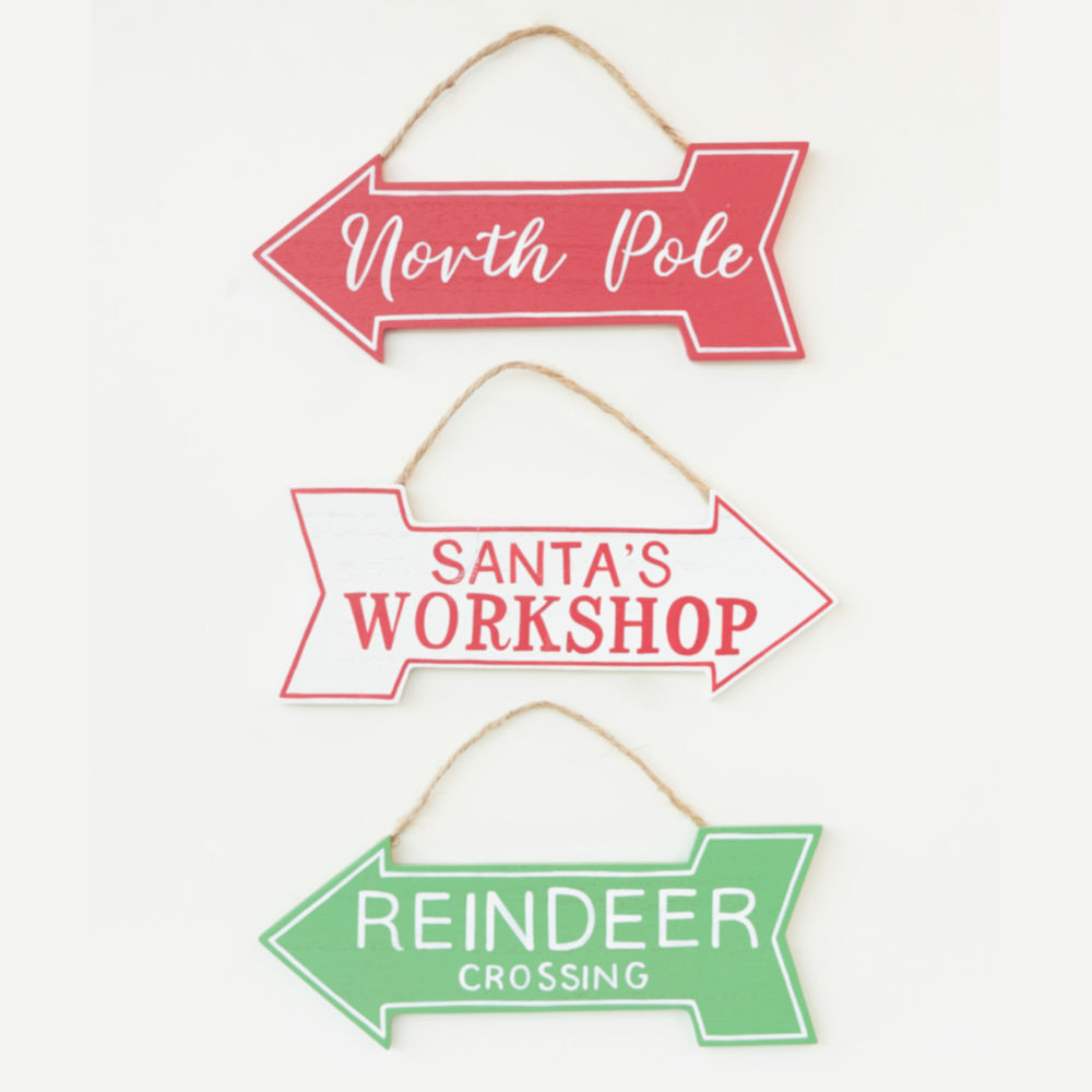 Santa's Workshop Arrow Right Sign | Christmas Complete