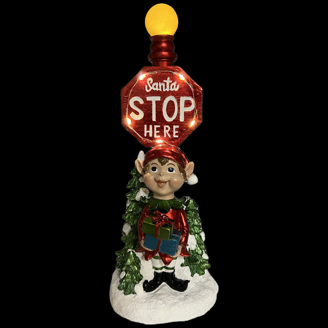 Elf Santa Stop Here Signpost 35cm | Christmas Complete