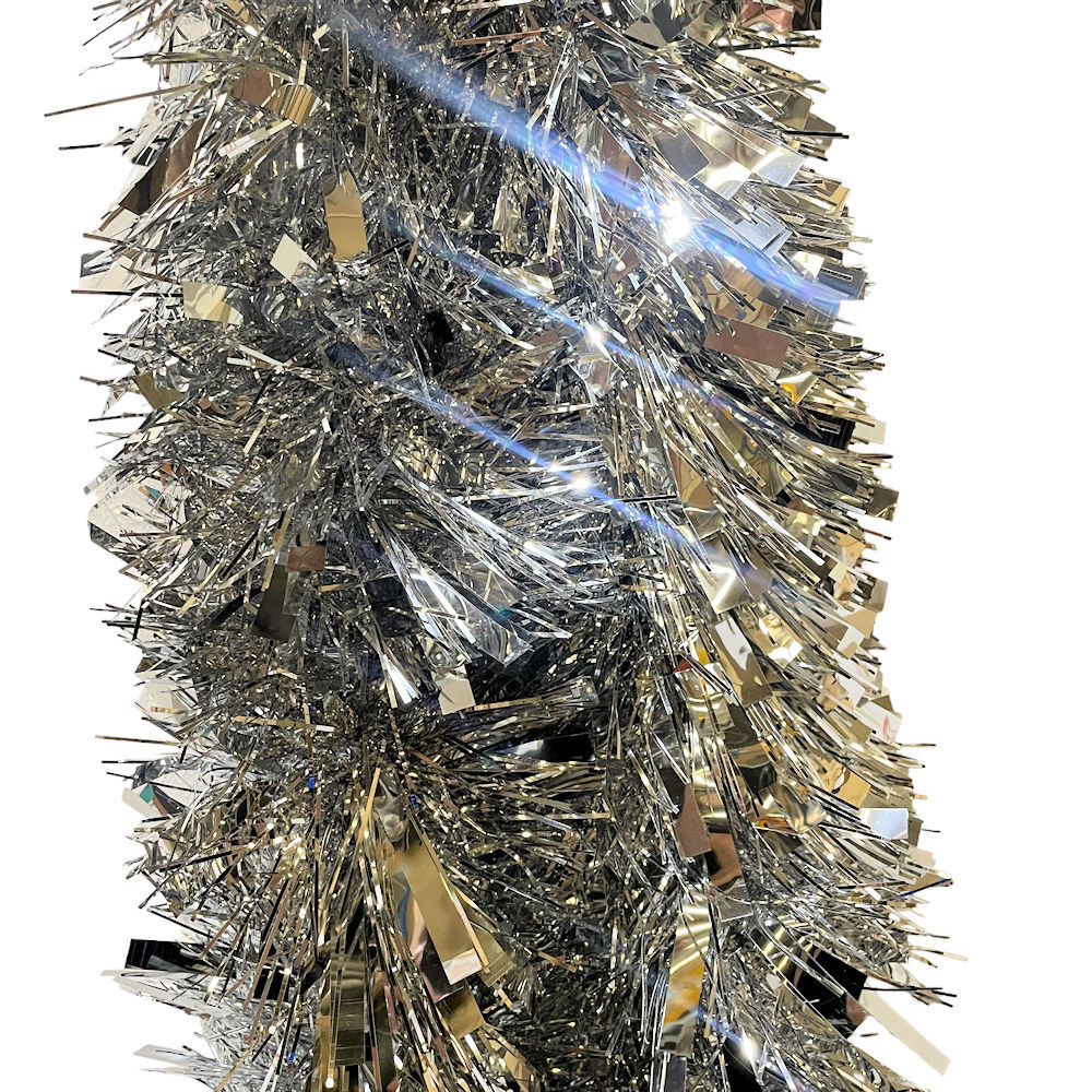Tinsel 3m Chunky Fine & Mixed Silver 15cm Wide | Christmas Complete