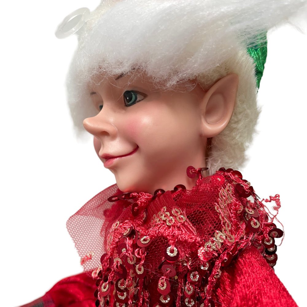 Red & Green Elf Girl Posable 45cm | Christmas Complete