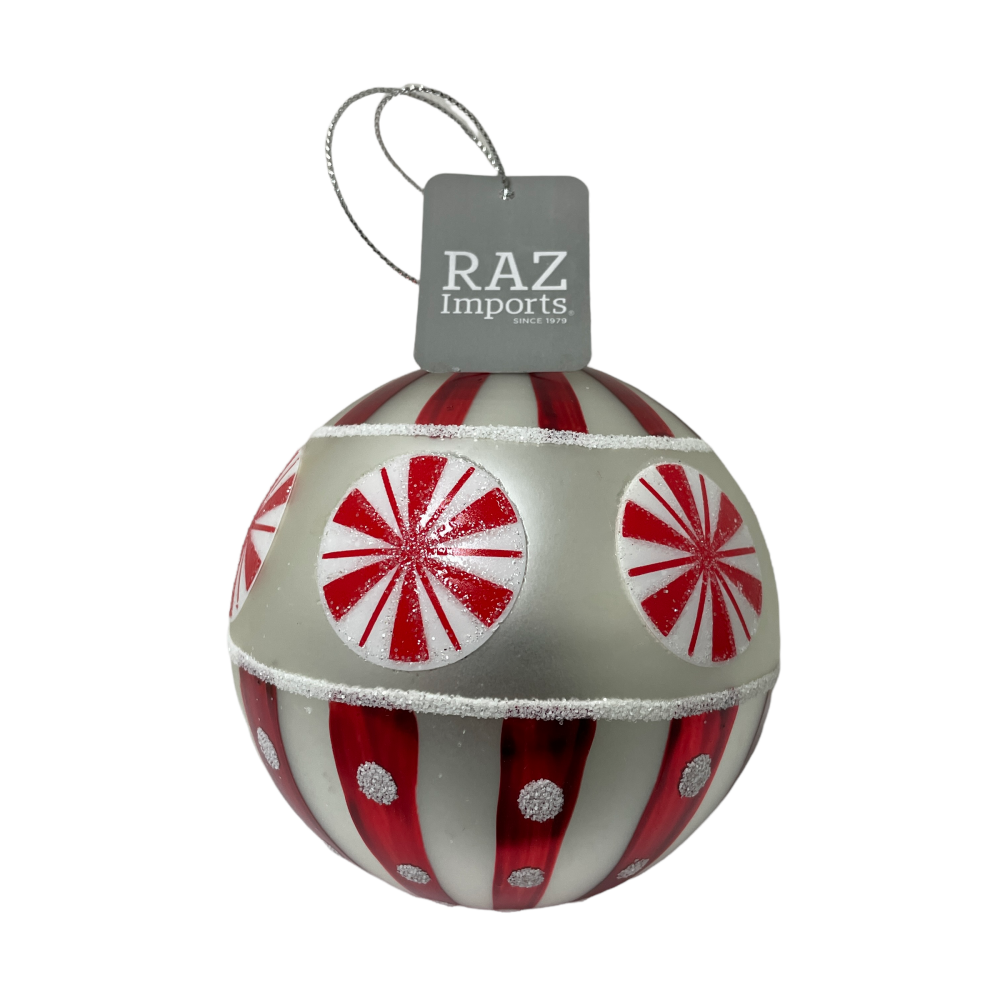 RAZ Peppermint Ball Stripes Hanging 10cm | We'll make your Christmas ...