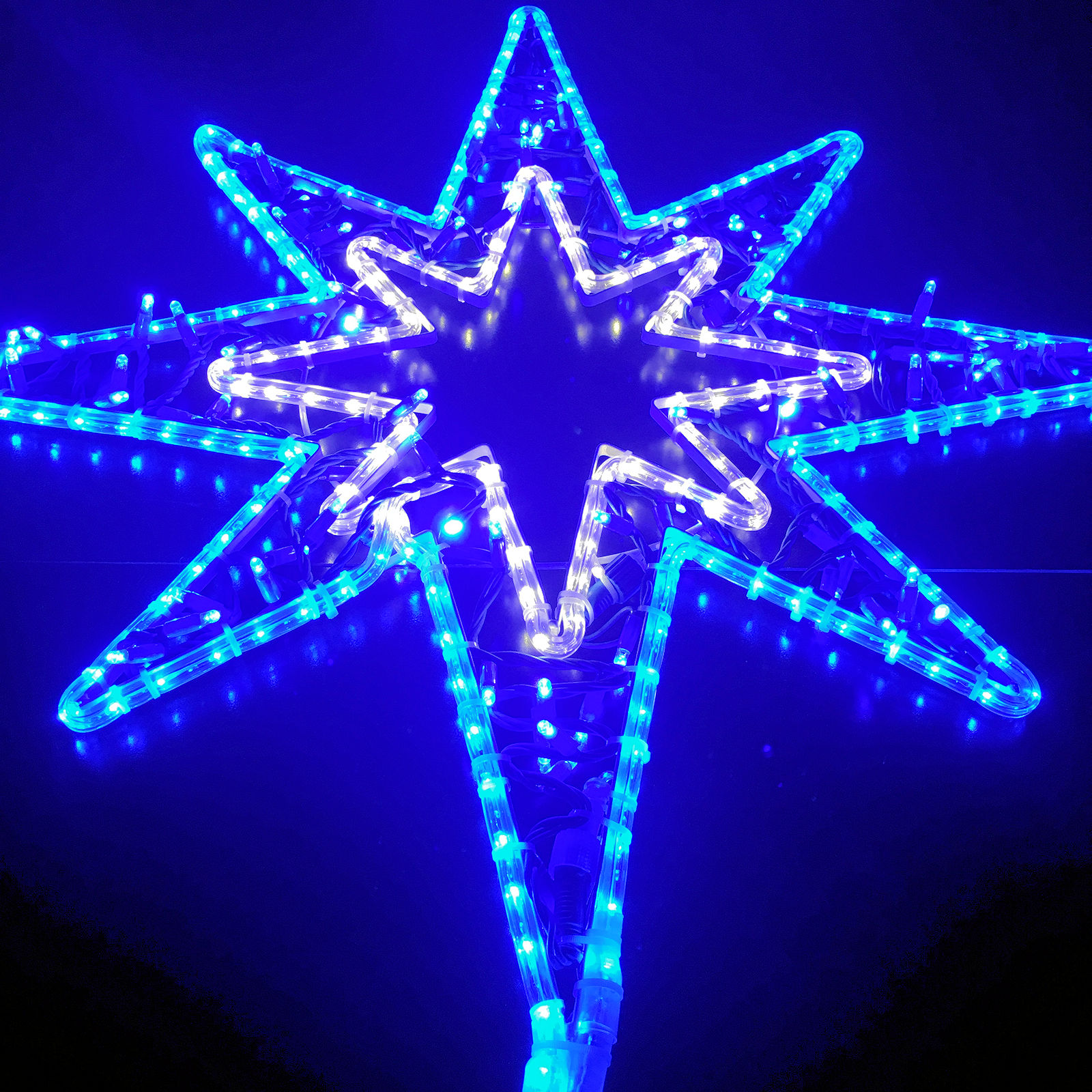 Buy New LED Star Blue & Gold Motif 90cm online from Christmas Complete