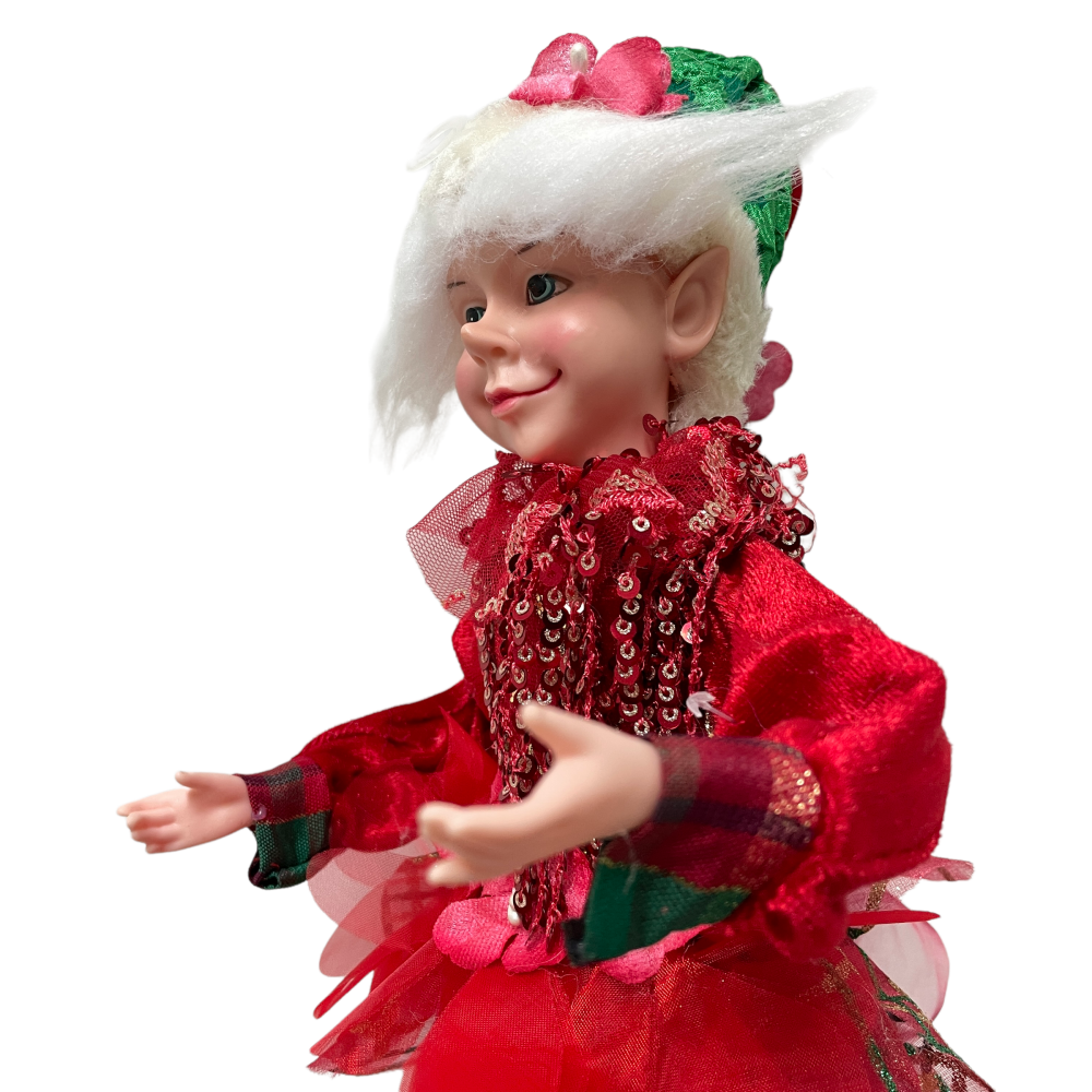 Red & Green Elf Girl Posable 45cm | Christmas Complete