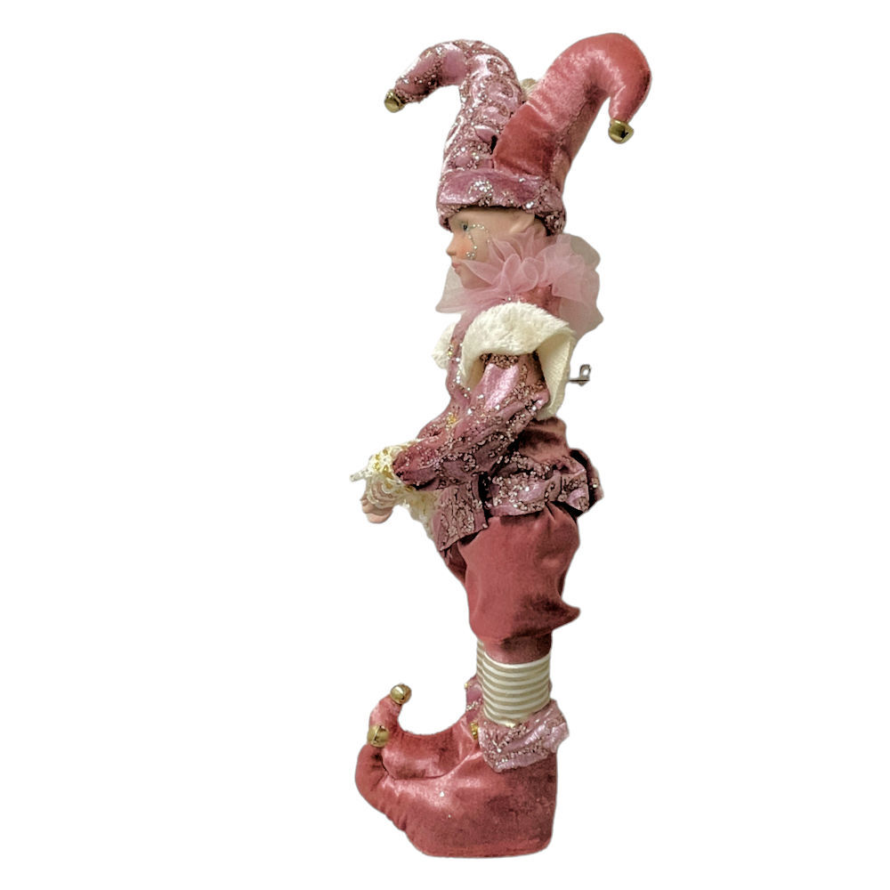 Pink Jester Standing Musical Wind Up 43cm | Christmas Complete