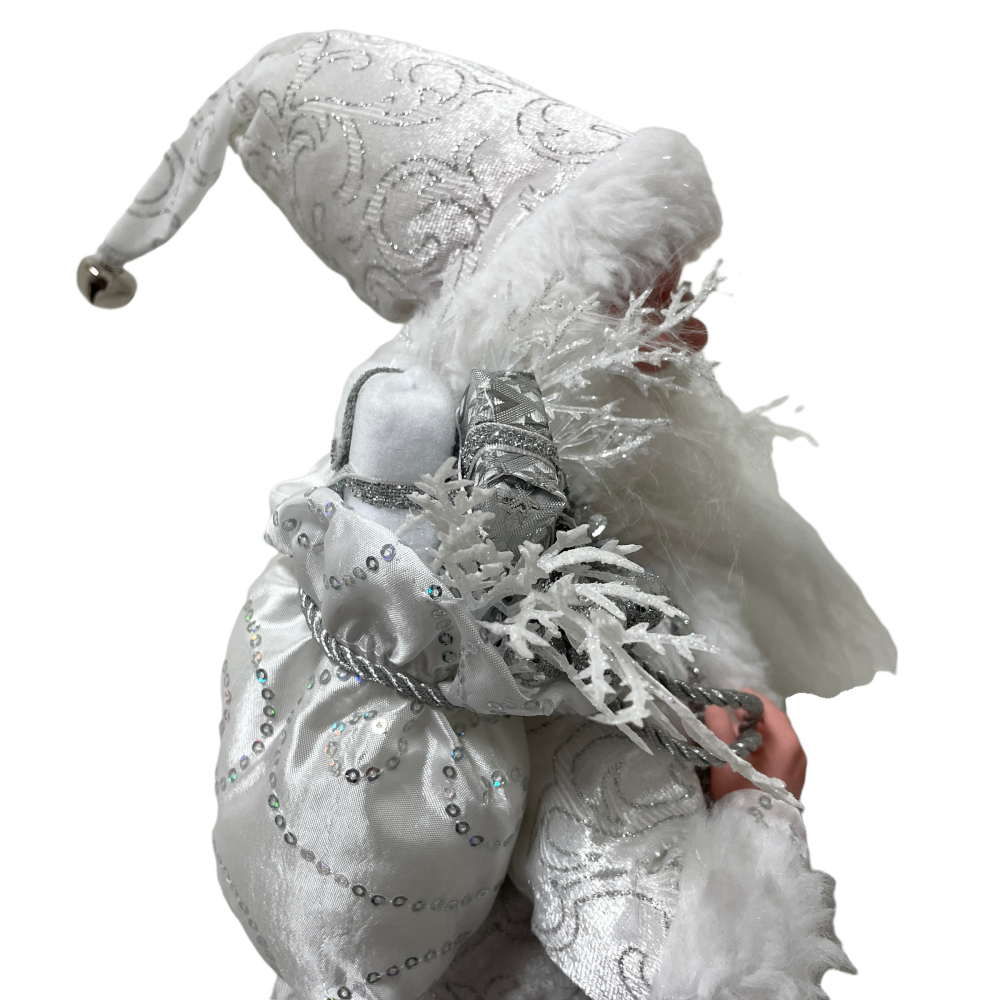 Silver Santa Standing Musical Wind Up 45cm | Christmas Complete