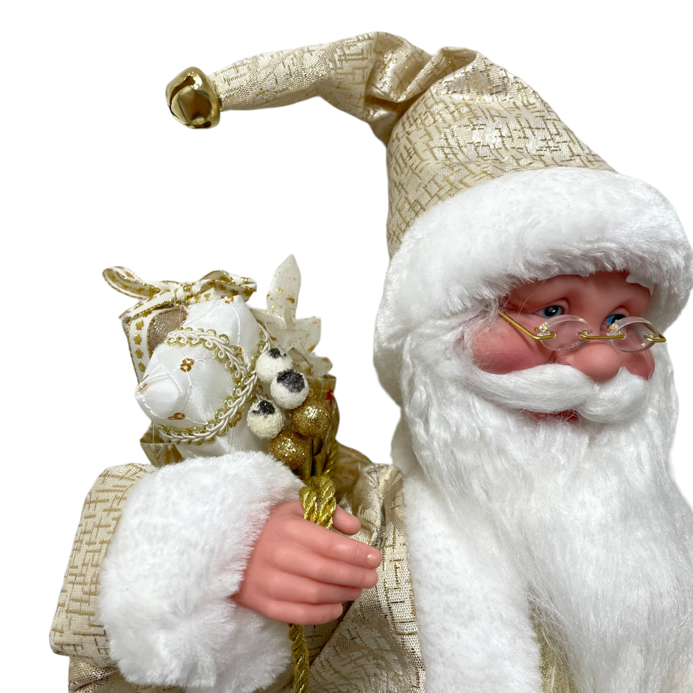 Gold Santa Standing Musical Wind Up 45cm | Christmas Complete