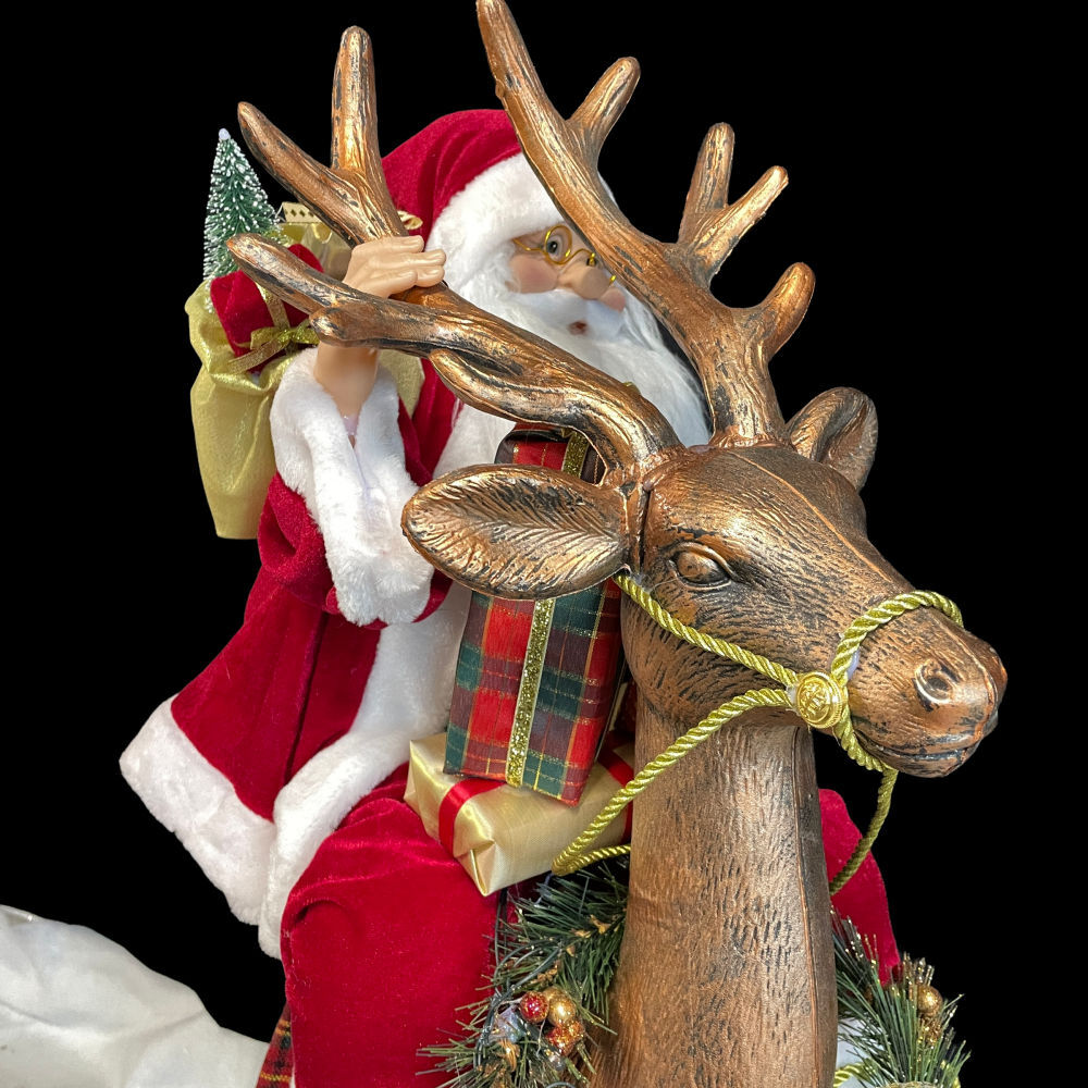 Red Santa on Reindeer Animated 75cm | Christmas Complete