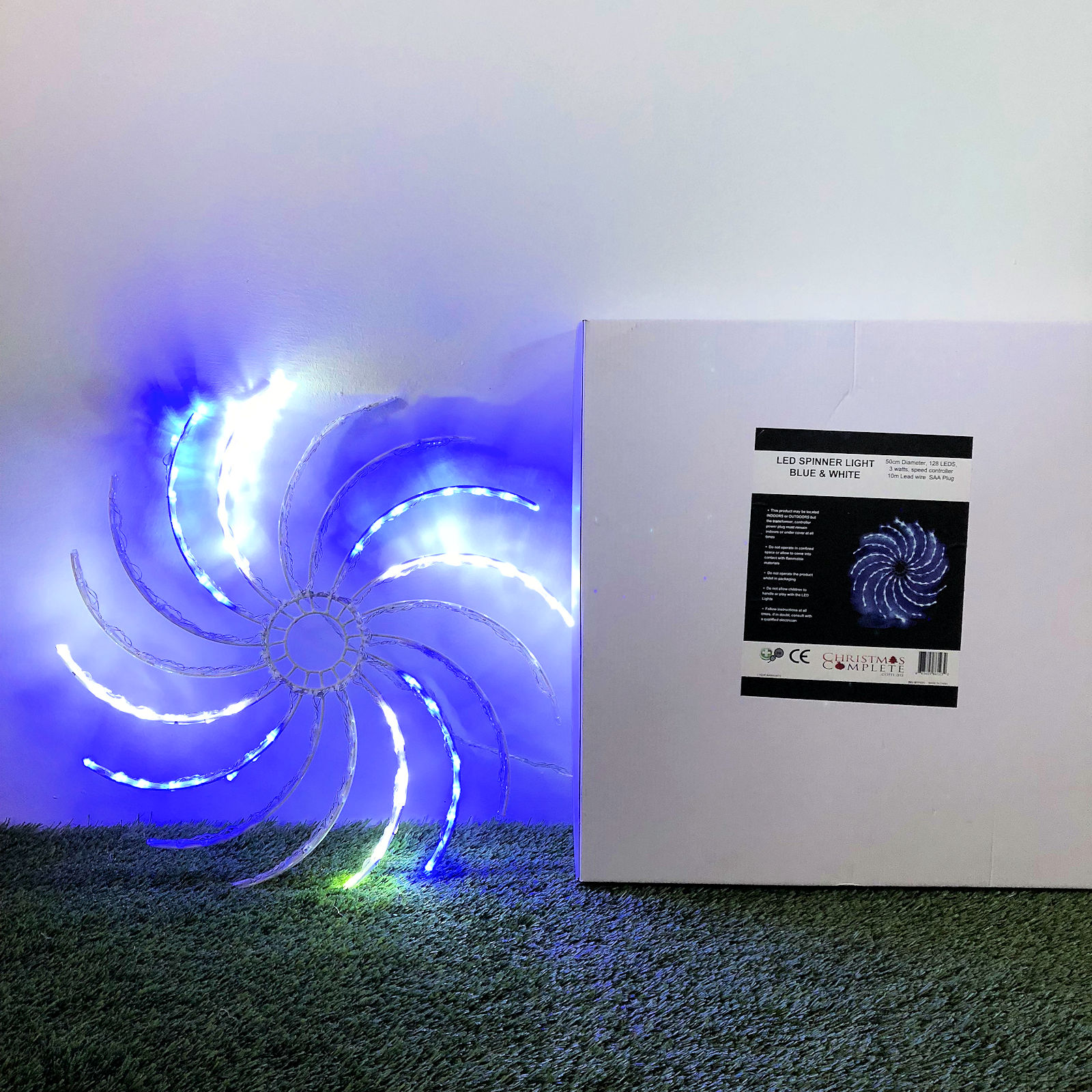 Set of 3 LED Spinners Blue & White 50cm | Christmas Complete