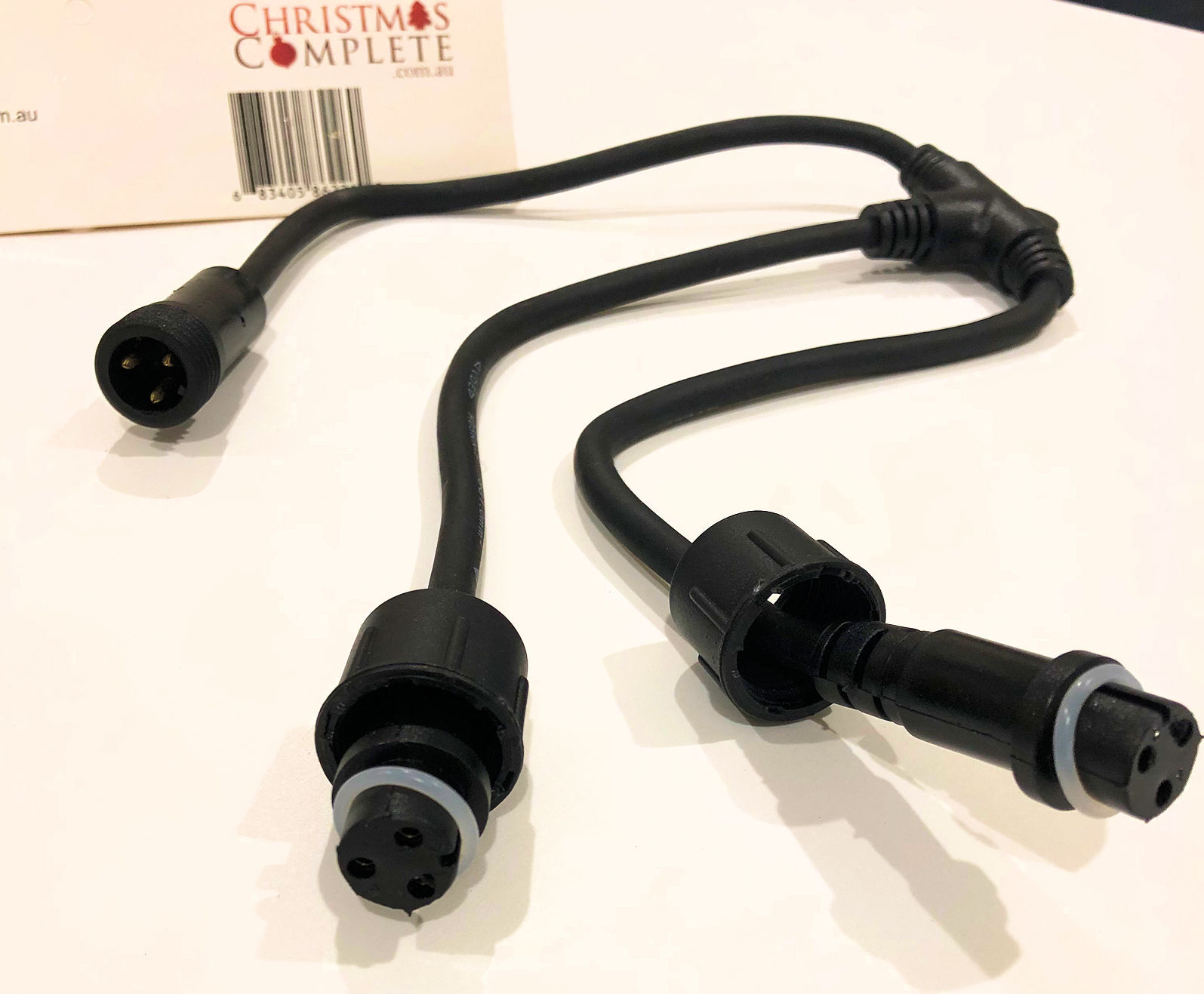 String Light Connector Black - 3 Way | Christmas Complete