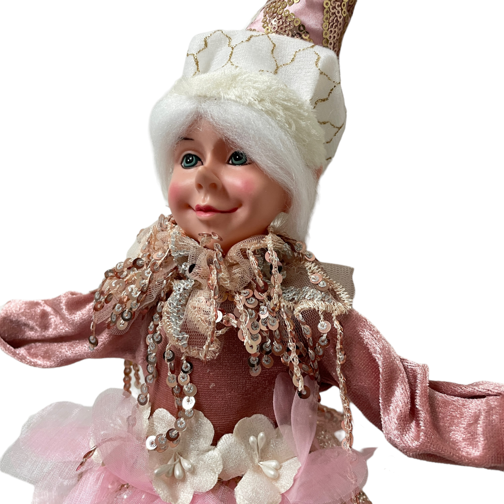 Dusty Pink Elf Girl Posable 45cm | Christmas Complete