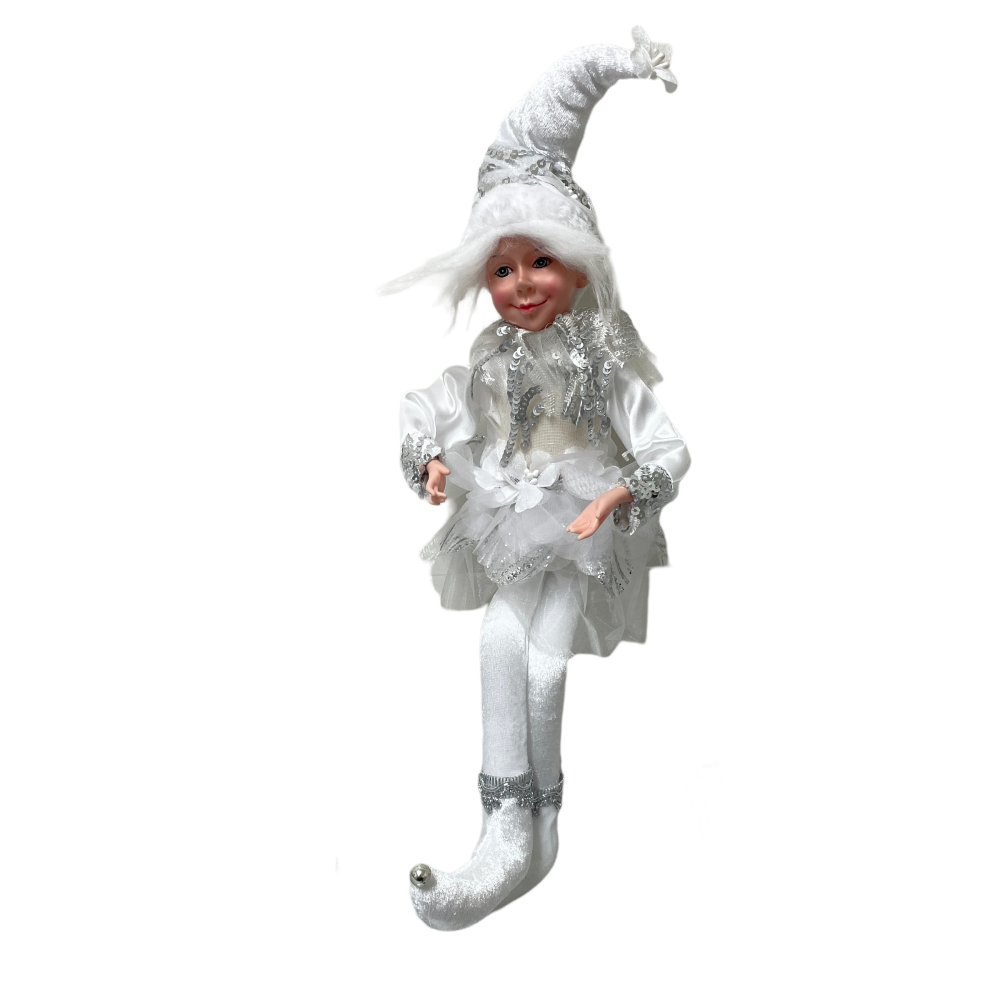 Silver Elf Girl Posable 45cm | Christmas Complete