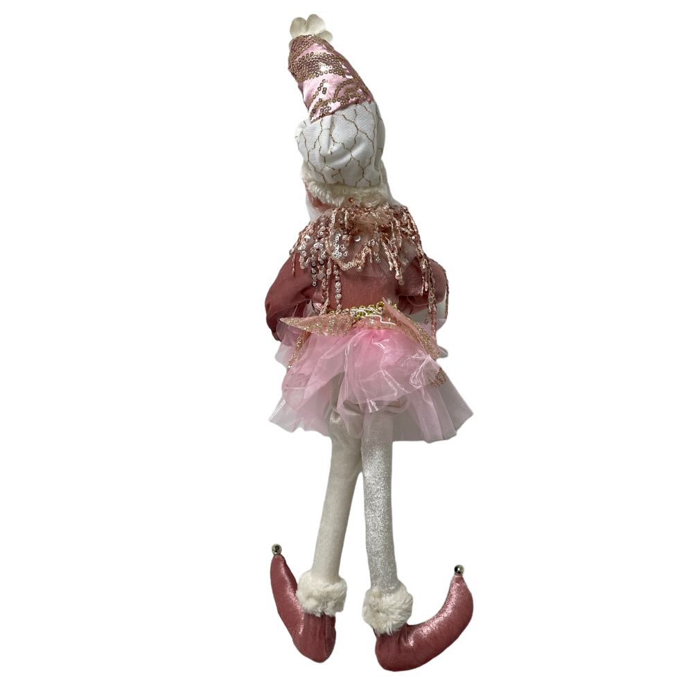 Dusty Pink Elf Girl Posable 45cm | Christmas Complete