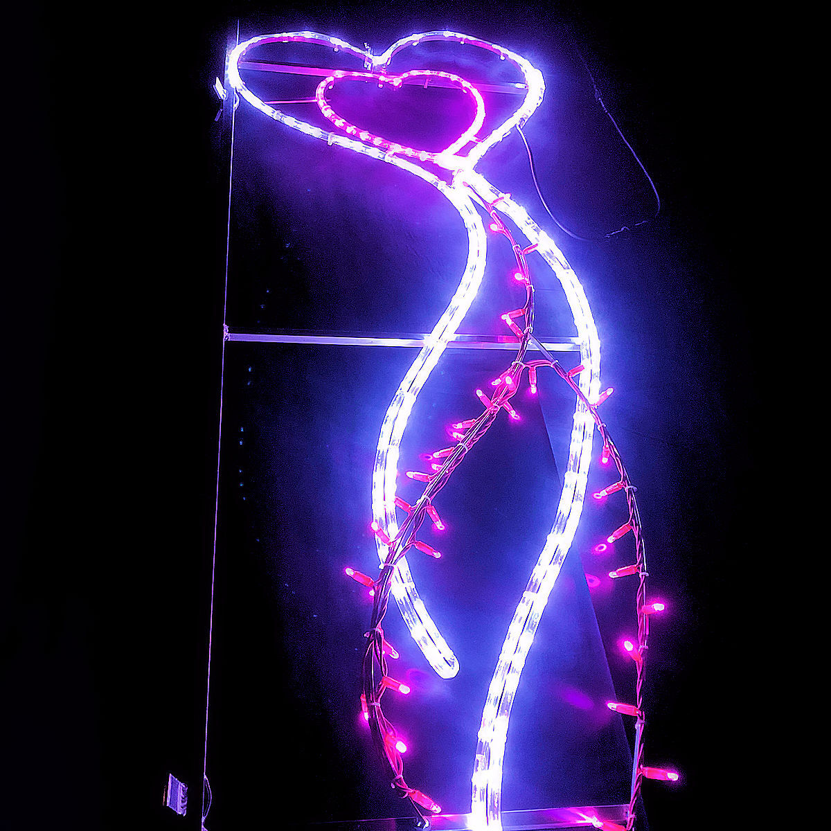 Pink Heart Lamp Pole Rope Light Motif | Christmas Complete