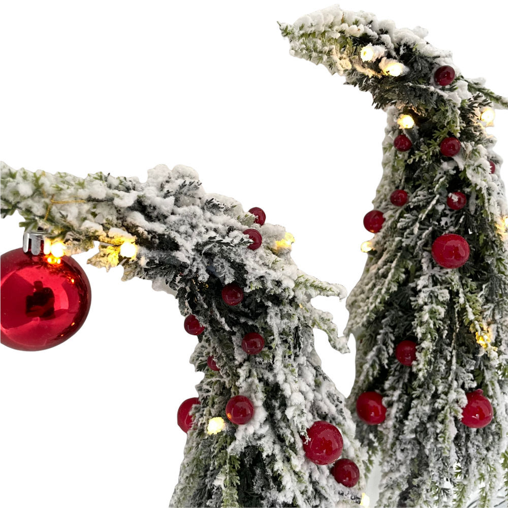 LED Red Berry Bent Tree Twin Set | Christmas Complete