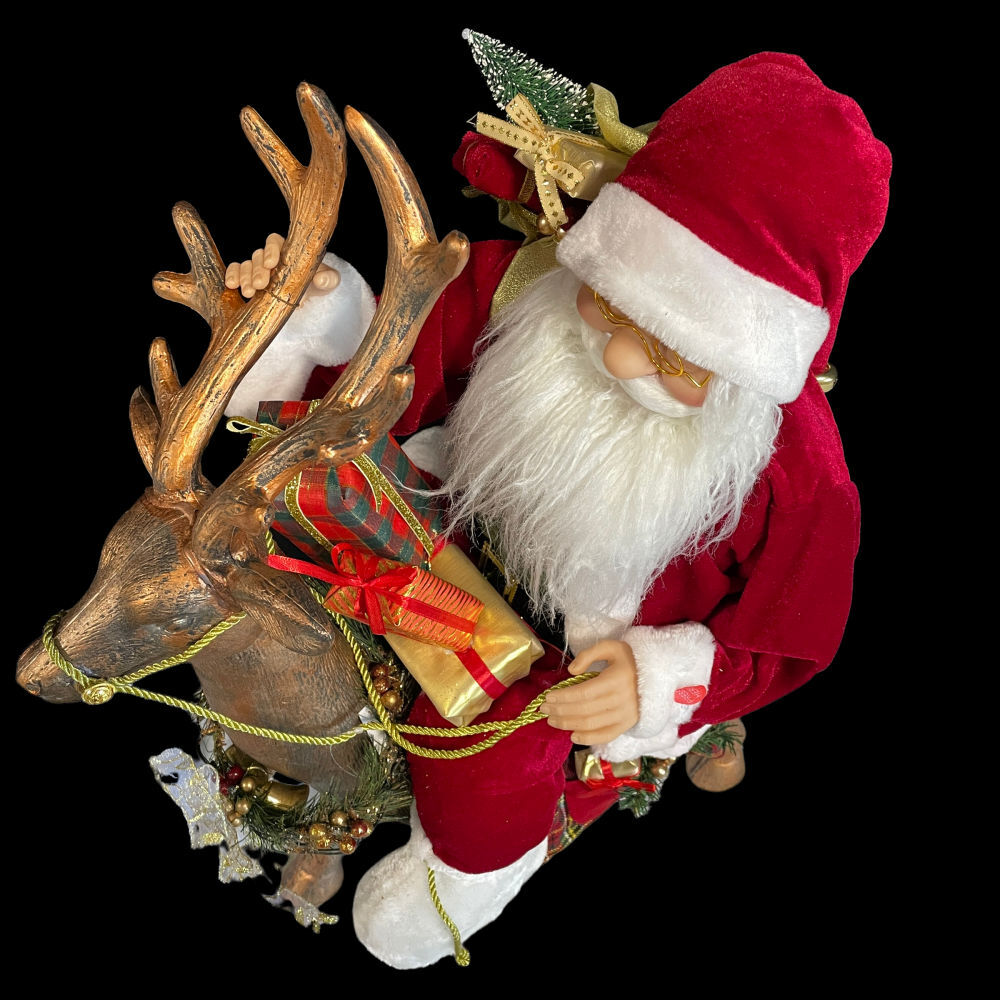 Red Santa on Reindeer Animated 75cm | Christmas Complete