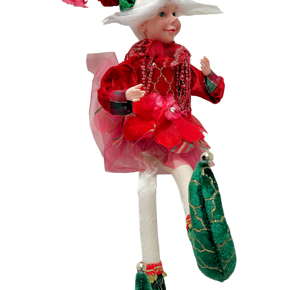 Red & Green Elf Girl Posable 45cm | Christmas Complete