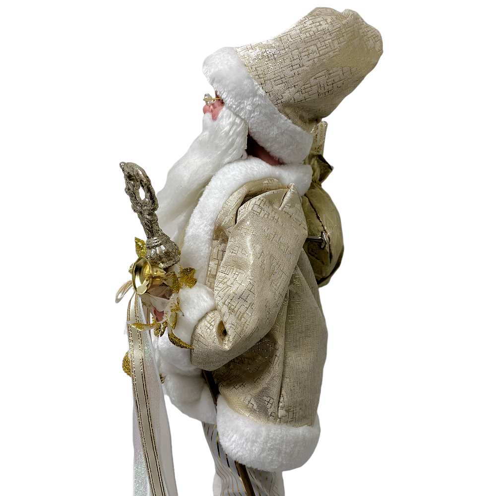 Gold Santa Standing Musical Wind Up 45cm | Christmas Complete