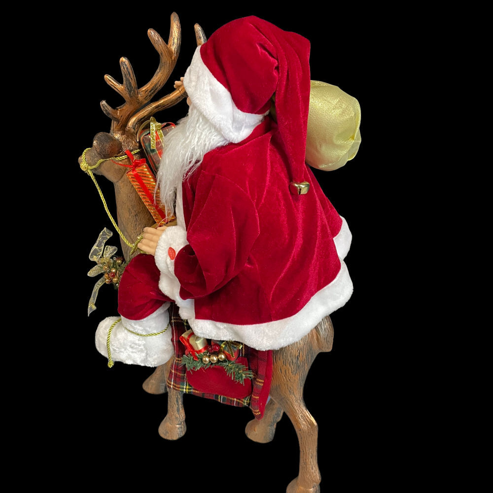 Red Santa on Reindeer Animated 75cm | Christmas Complete