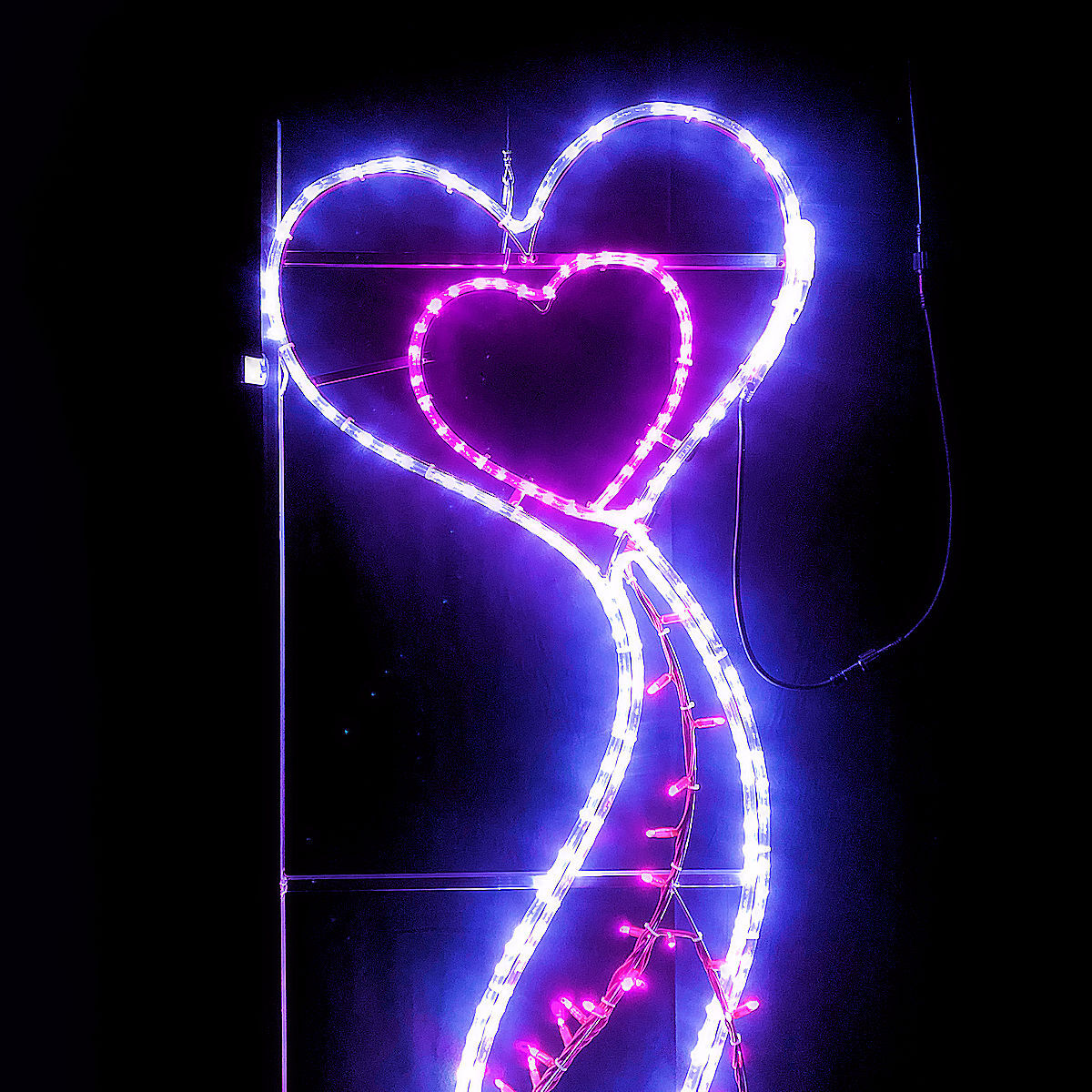 Pink Heart Lamp Pole Rope Light Motif | Christmas Complete