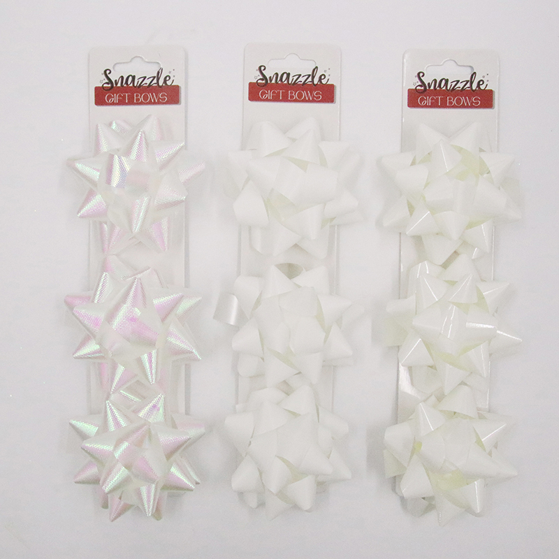 White Mixed Gift Bow 3pk 10cm | Christmas Complete