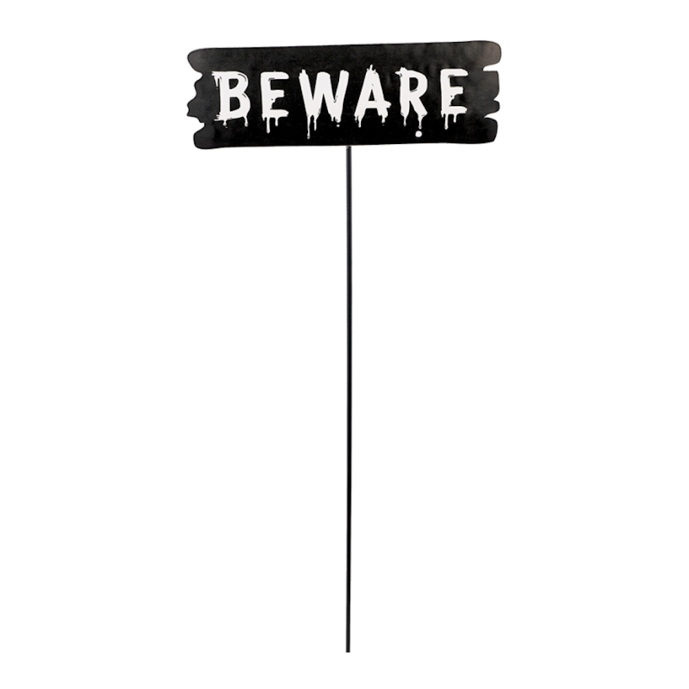 Beware Small Metal Yard Stake | Christmas Complete